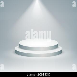 3D Realistic Background with circle podium and palm leaves shadow ...