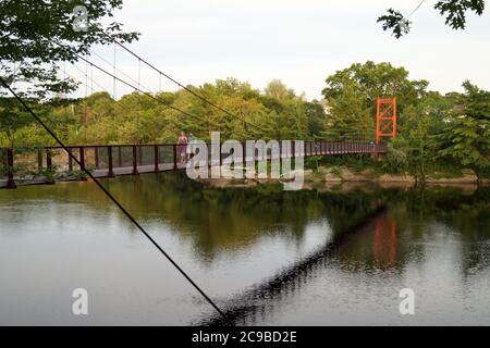 Androscoggin Swinging Bridge, pedestrian suspension bridge built in ...