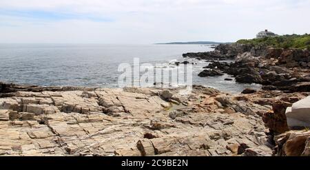 Coastal rock formations at Fort Williams, Cape Elizabeth, ME, USA Stock ...