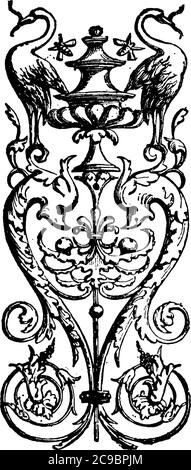 Vintage engraved illustration of wrought iron stair railing design for ...
