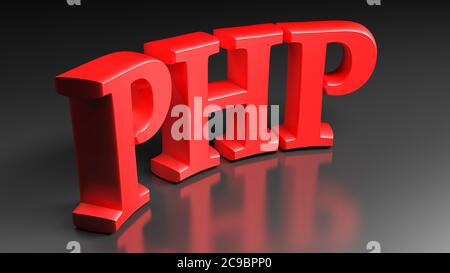 PHP red bent write isolated on white background - 3D rendering ...