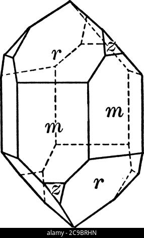 Quartz is a mineral composed of silicon and oxygen atoms, vintage line ...