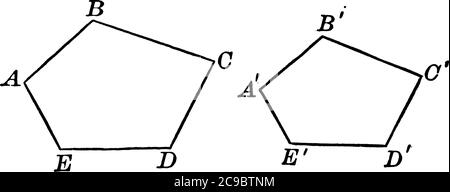 Two pentagons which is similar and proportional to each other, vintage ...