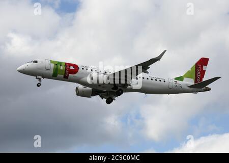 TAP Express Embraer E190 aircraft at Lisbon Airport. Airplane Embraer ...