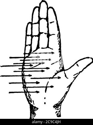 Right Hand Rule, a rule for direction of induced current, vintage line ...