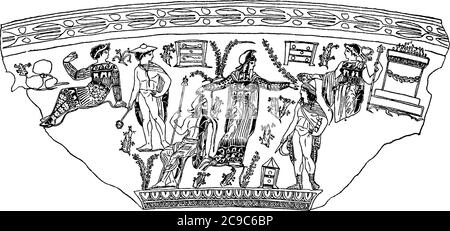 Greek mythology vector illustration of Perseus fighting Gorgon Medusa ...