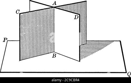 Illustration of two coplanar line intersecting at point B and line BA ...