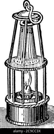 A typical representation of the, 'safety lamp', generally used for coal ...
