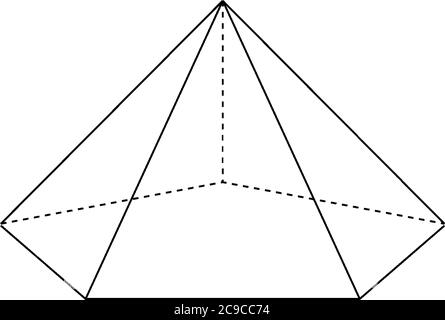 Geometric construction of a right pentagonal pyramid with hidden edges ...