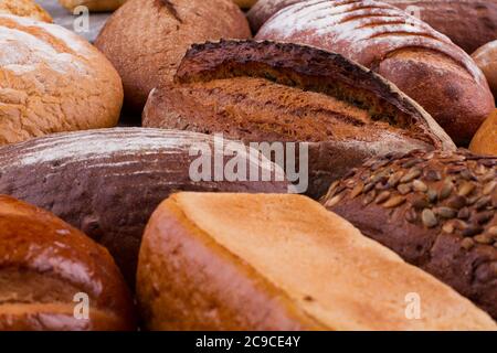 Fresh Farmer rustic style bread with pastry, baked in oven from leaven ...