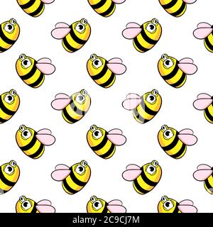 Little yellow bee,seamless pattern on light grey background Stock ...
