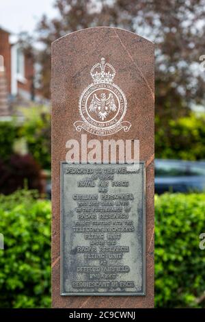 RAF Defford Radar Research Memorial, Defford Village, England Stock ...