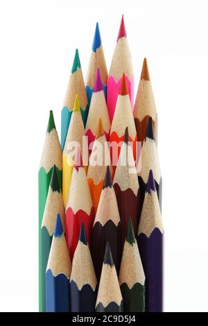 multi color pencil isolated on white background Stock Photo - Alamy