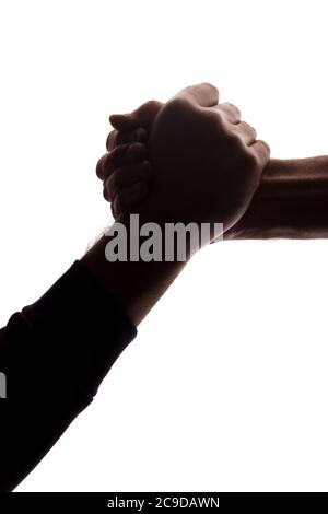 Outstretched hands, salvation, help silhouette, concept help. Giving a helping hand. Rescue ...