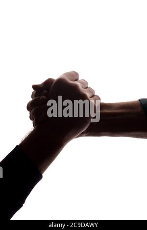 Outstretched hands, salvation, help silhouette, concept help. Giving a helping hand. Rescue ...