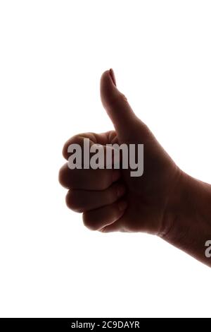 Women hand stretched forward with a OK sign on white background ...