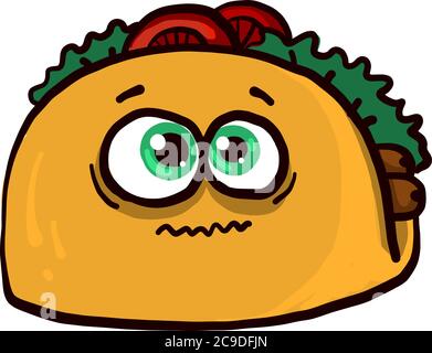 Scared burrito, illustration, vector on white background Stock Vector ...