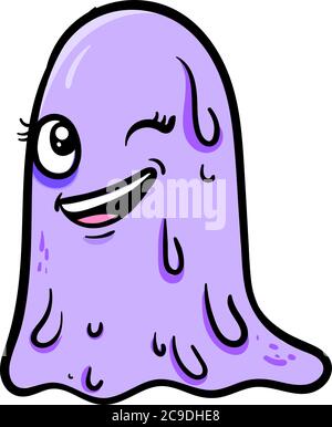 Cartoon violet monster. Halloween vector illustration of monster. Baby ...