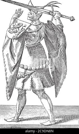 Count Floris V of Holland, full-length, with sword on his shoulder. A ...