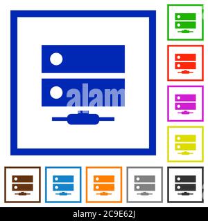 Shared drive simple icons in color rounded square frames on white ...