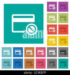 Credit card disabled white flat icons on color rounded square ...