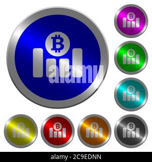 Set of round glossy Bitcoin graph buttons. Arranged layer structure ...