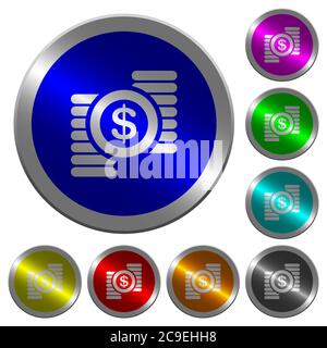Dollar coins icons on round luminous coin-like color steel buttons Stock Vector Image & Art - Alamy