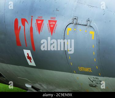 Detail of aircraft power sources and equipment on display to public ...