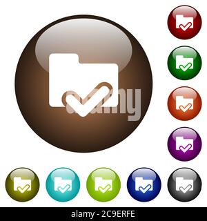 Folder ok icons on round color glass buttons Stock Vector Image & Art ...
