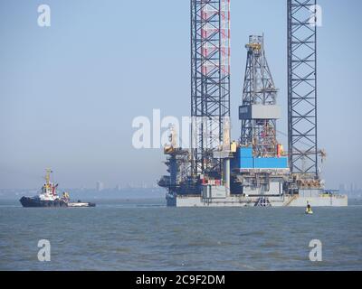 The "Ran" oil rig, owned by Borr Drilling, was built in 2013 in ...