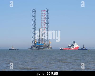 The "Ran" oil rig, owned by Borr Drilling, was built in 2013 in ...