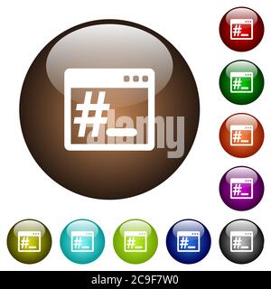 Set of root terminal color glass rounded square buttons Stock Vector ...