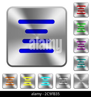 Text align center engraved icons on rounded square glossy steel buttons ...