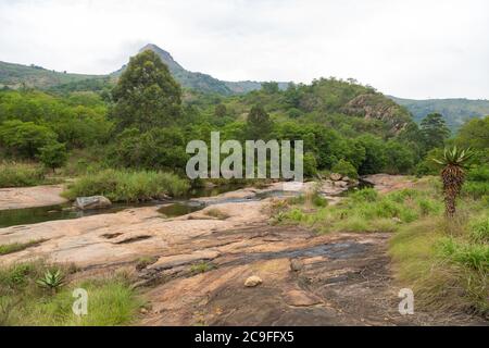 Landscape at the Lusushwana River, Manzini Province, Eswatini, southern ...