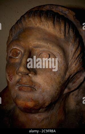Face of Etruscan man interred more than 2,000 years ago. Stone ...