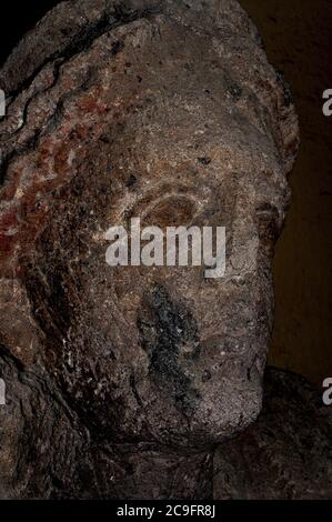 Face of Etruscan man interred more than 2,000 years ago. Stone ...