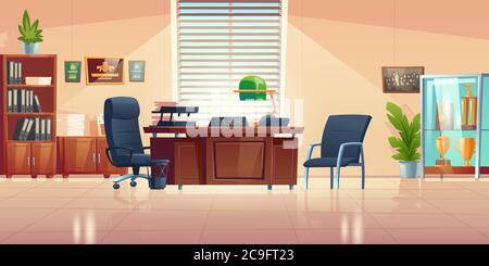 Principals office in school for meeting and talking with teachers, pupils and parents. Vector ...