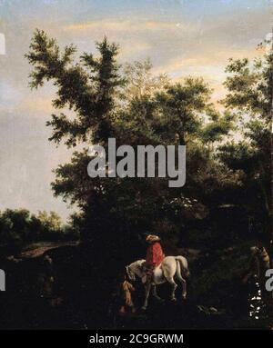 'Travelers on a Forest Road' by Jacob van Ruisdael depicts a serene ...