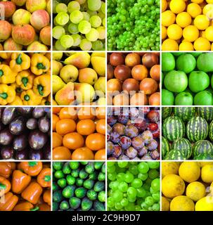 Squares of ripe fruit and vegetables Stock Photo - Alamy