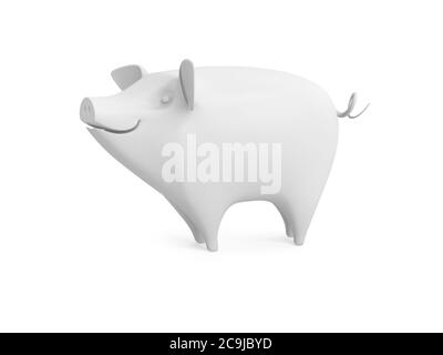 Stylized model of a pig, isolated on white background. 3D illustration ...