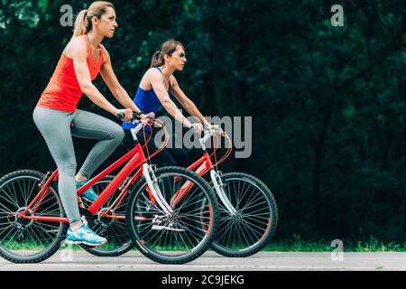 Two Female Friends Riding On Skateboards In Urban Skate Park Stock ...