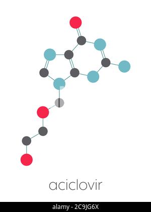 acyclovir antiviral drug molecule. Stylized skeletal formula (chemical ...