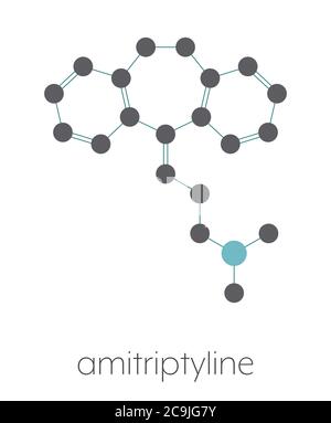 Amitriptyline. Molecular model of the antidepressant drug amitriptyline ...
