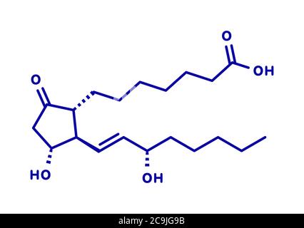 Alprostadil (prostaglandin E1) erectile dysfunction drug molecule. Stylized skeletal formula ...