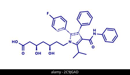 Atorvastatin cholesterol lowering drug (statin class) molecule ...