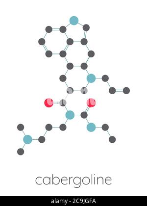 Cabergoline drug molecule. Used in Parkinson's disease and other ...