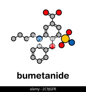 Bumetanide heart failure drug molecule. Loop diuretic, also used for ...