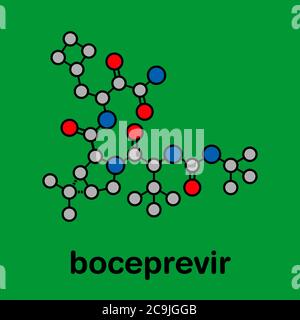 Boceprevir hepatitis C virus (HCV) drug molecule. Stylized skeletal ...