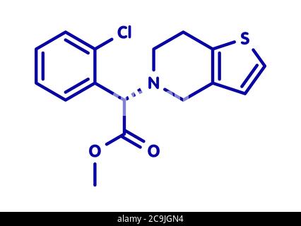 Clopidogrel antiplatelet agent molecule. Inhibits blood clotting ...