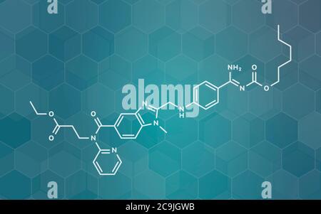 Dabigatran anticoagulant drug (direct thrombin inhibitor) molecule ...